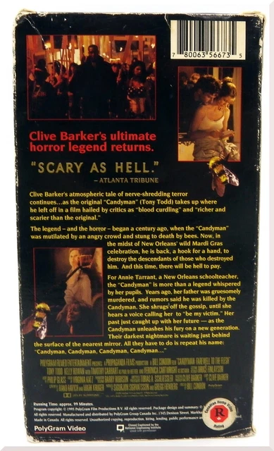 CLIVE BARKER'S CANDYMAN: Farewell To The Flesh VHS Horror Survival 1995 ...