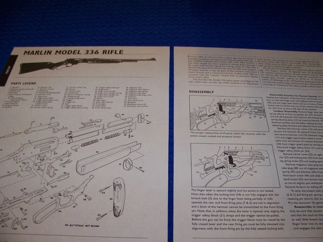 MARLIN MODEL 336 Rifle.. Legend/Exploded View/Disassembly (936Mm) £6.77 ...
