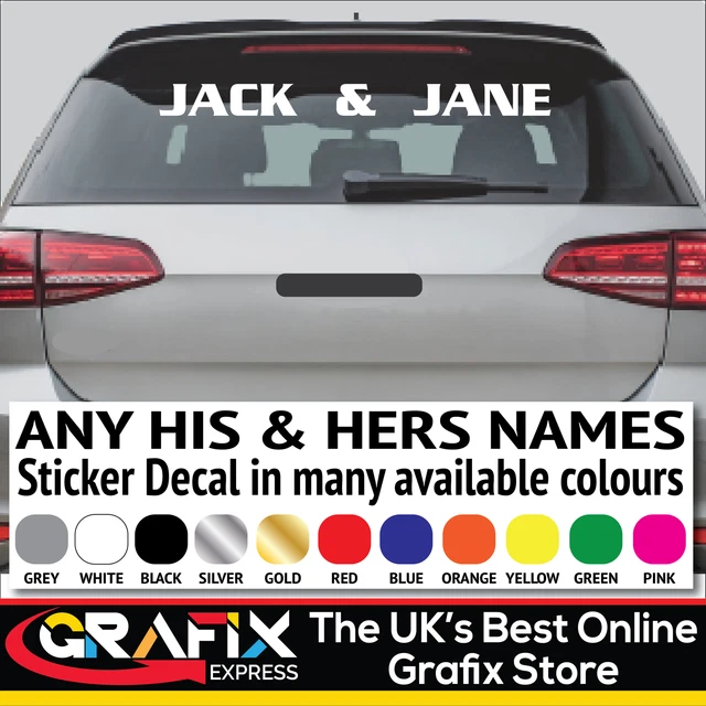 CUSTOM HIS & Her Any Names Sticker Decal Personalised Car Van Window ...