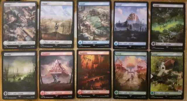 10X MAGIC MTG Full Art Land SET FALLOUT UNIVERSES BEYOND LOTS WORLDS ...
