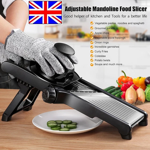 MANDOLIN VEGETABLE SLICER Adjustable Vegetable Cutter with Gloves and ...