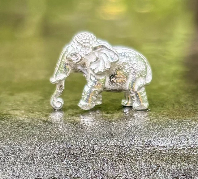 2PC 999 SILVER Hindou Religious Solid Elephant Hathi Idol Statue 5 gm ...