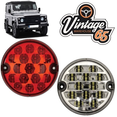 LAND ROVER DEFENDER 95mm LED Red Rear Fog Lamp Clear Reversing Light ...