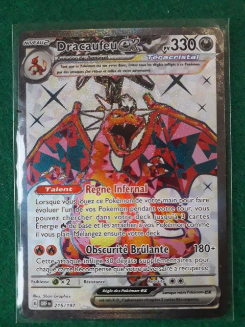 CARTE POKÉMON DRACAUFEU EX TC - 215/197 - Flammes Obsidiennes -EV3 - FR ...