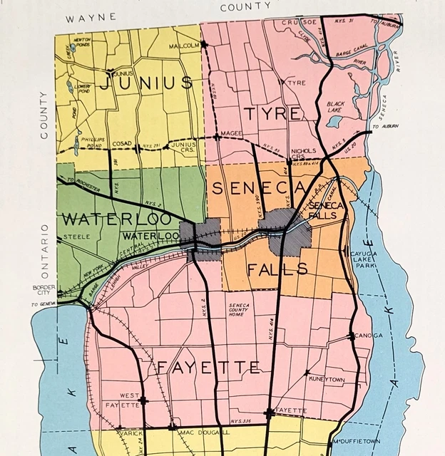 1941 SENECA County NEW YORK Map LARGE - ORIGINAL Seneca Falls ...