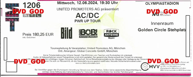 1-4 AC/DC TICKETS Karten München Mittwoch 12.06.2024 Stehplatz GOLDEN ...