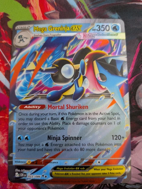 POKÉMON TCG MEGA Greninja Ex Chaos Rising 022/086 Mint Condition Double ...