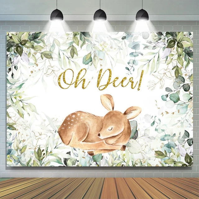 GREEN PLANTS OH Deer Baby Shower Backdrop For Boys $36.09 - PicClick AU