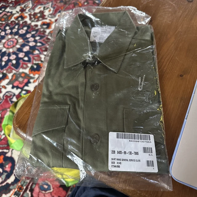 VINTAGE MILITARY ISSUE British Army General Service Mans Shirt Olive ...