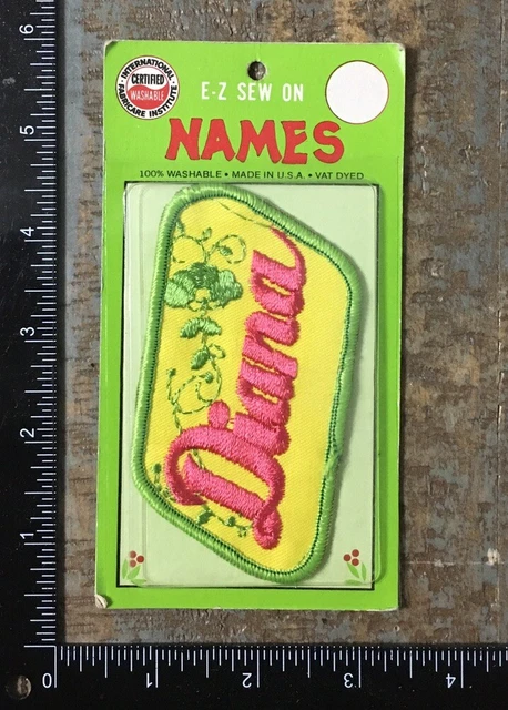VINTAGE DIANA NAME Tag Embroidered Sew-On Patch 1970s MIP Green $5.25 ...