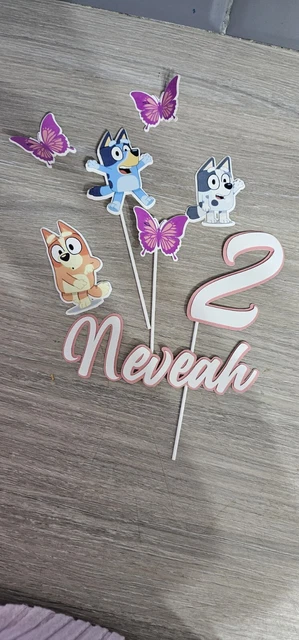 BLUEY CAKE TOPPER Set With Name Tag , For 8" Or 6" Cake Personalised £ ...