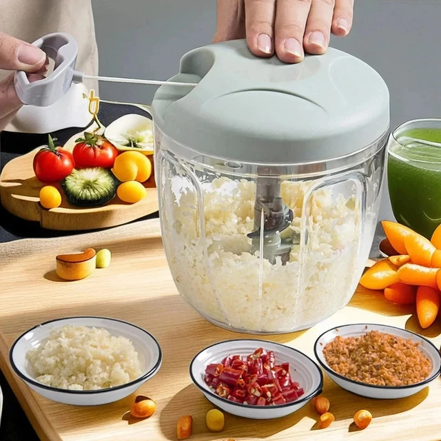 PULL CORD PULLING Food Chopper Manual Vegetable Slicer Hand Blender UK ...