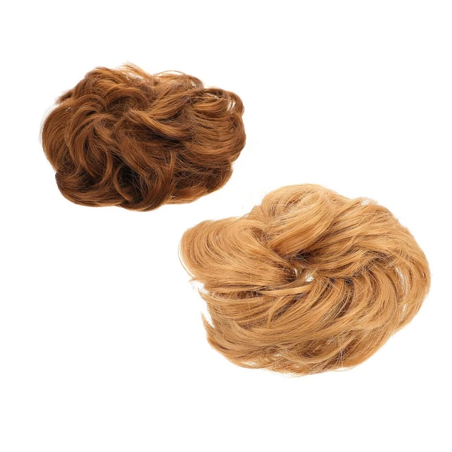2 PCS SIMULATION Human Hair Piece Hair Rope Curly Hair Buns Rope Hair ...