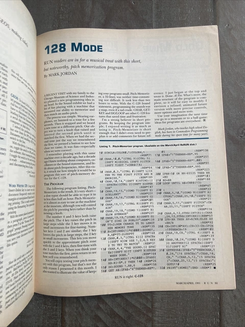 RUN MAGAZINE COMMODORE 64 128 Amiga User's Guide Software March April ...