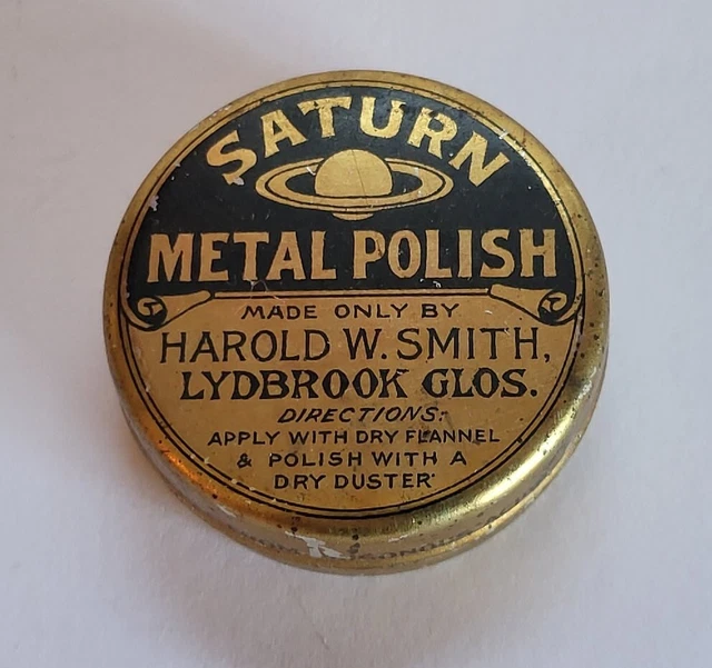 EXTREMELY RARE VINTAGE 1.7" 'Saturn' metal polish advertising tin ...