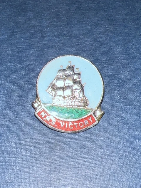 VINTAGE HMS VICTORY Metal and Enamel Pin Badge Brooch £4.99 - PicClick UK