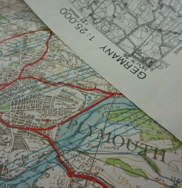 WW2 CAPTURED GERMAN Map of "PLYMOUTH" re-printed for ALLIED INVASION of ...