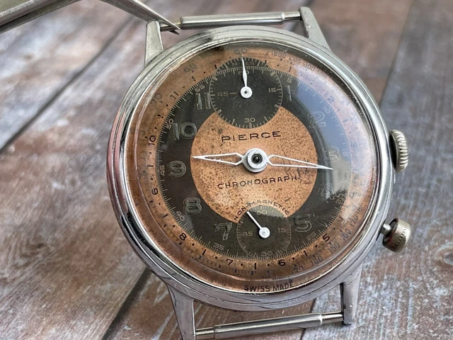 RARE WATCH PIERCE Vintage military Chronograph cal. 134 mono 40-50s EUR ...
