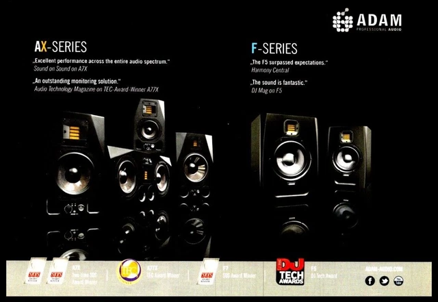 SOUND-ON-SOUND MAGAZINE ADVERT 6X9" Adam Professional Audio Ax-Series £ ...