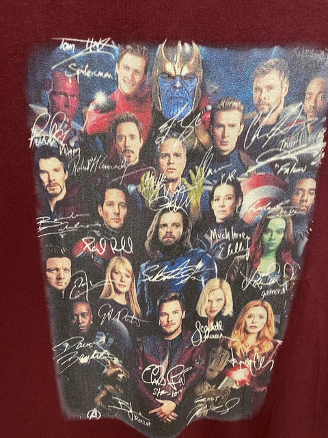 T-SHIRT MARVEL MCU Avengers Infinity Actors Signatures Photos taille ...