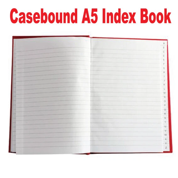 A5 A-Z INDEXED HARD BACK MANUSCRIPT BOOK (RED) - Choice quantity FREE ...