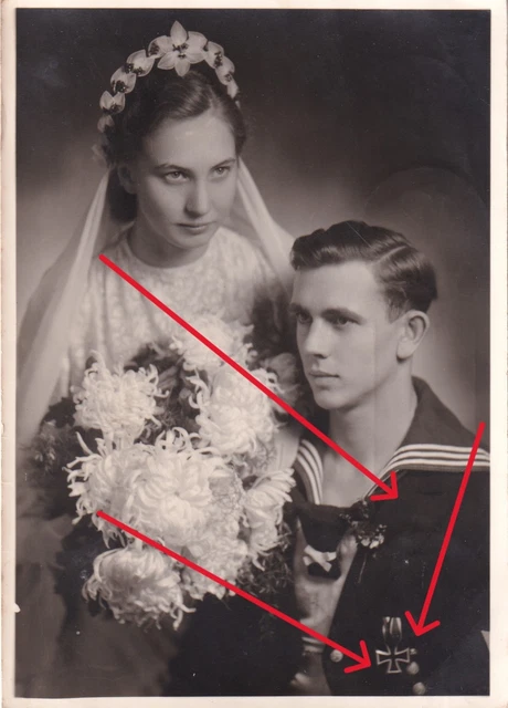 WK2 2WK FOTO Studio Portrait Soldat Kriegsmarine Ek2 Hochzeit Matrose ...