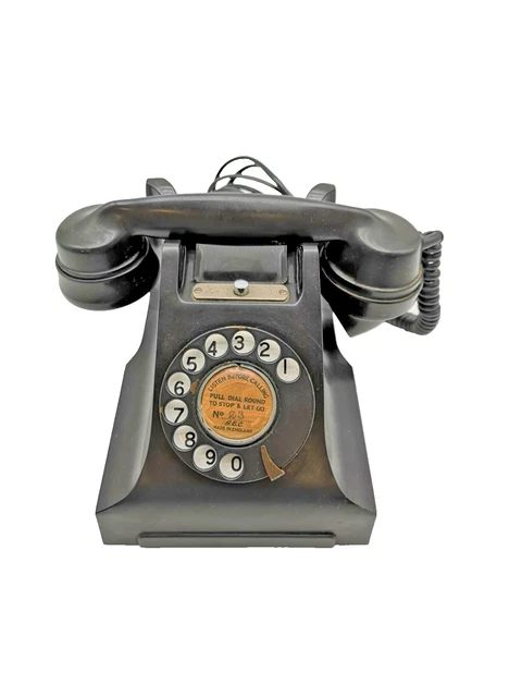VINTAGE G.E.C BAKELITE Rotary Dial Telephone Black 1940's Untested B30 ...