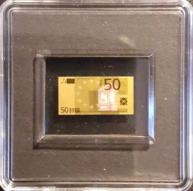 GOLDMÜNZBARREN 50 EURO-BANKNOTE 01.01.2002 Tschad 3000 Francs CFA 999er ...