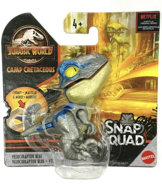 JURASSIC WORLD CAMP Cretaceous Snap Squad Velociraptor Blue (Metallic ...