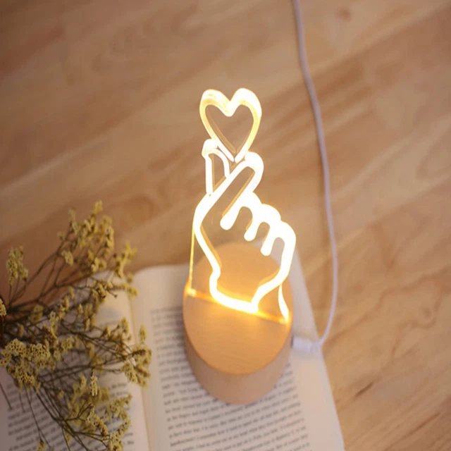 3D LED ACRYLIC Table Lamp Light Button Desk Lamp Night Light Home ...