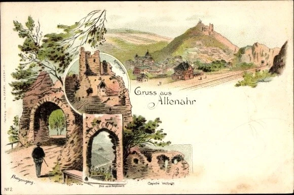 LITHO ALTENAHR IM Kreis Ahrweiler Rheinland Pfalz, Burgeingang ...