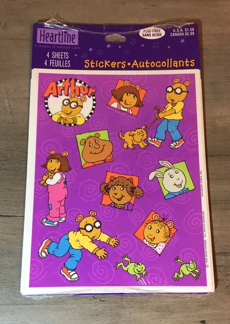 NEW ARTHUR PBS Kids Sticker Pack 4 Sheets Vintage Hallmark Marc Brown ...