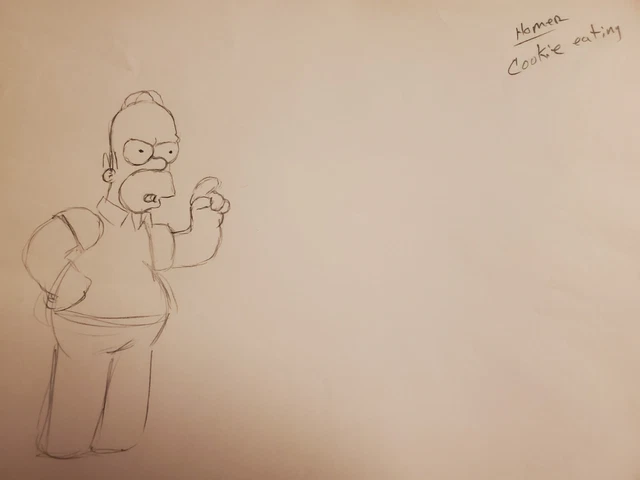THE SIMPSONS PRODUCTION Cel Cell Drawing Animation Art Homer Simpson ...