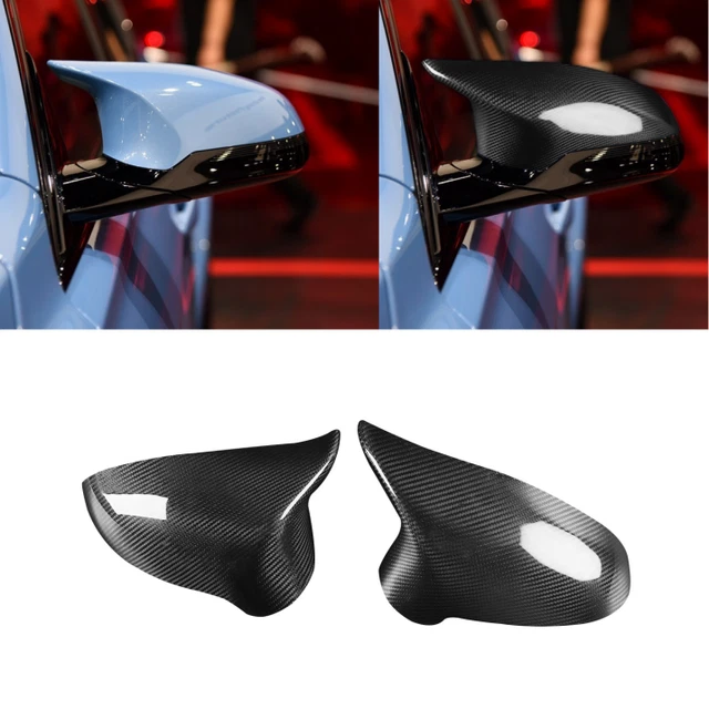 2X REAL CARBON Fiber Side View Mirror Covers Cap For 2015-2020 BMW M3 ...