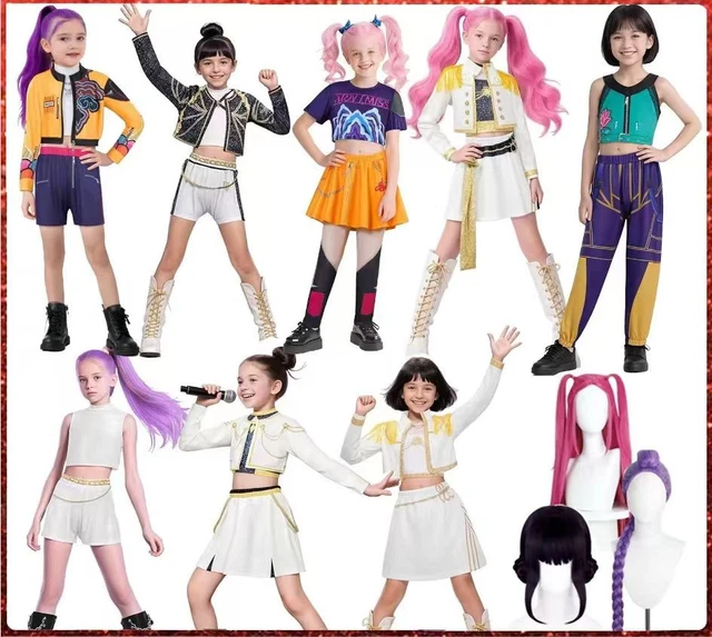 KIDS GIRLS K.POP Demon Hunters Rumi Mira Zoey Cosplay Wig Costume Fancy Dress' £20.08 - PicClick UK