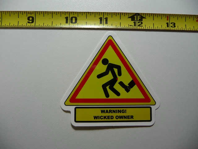 WARNING WICKED OWNER Decal Sign Fun Little Signs Cute £2.59 - PicClick UK