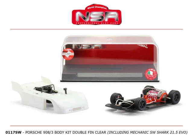 PORSCHE BODY KIT Double Fin Clear Sw Shark 21.5 Evo Slot Auto Modell ...