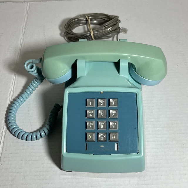 VINTAGE BELL SYSTEM Western Electric Teal Telephone Aqua Blue Touch ...