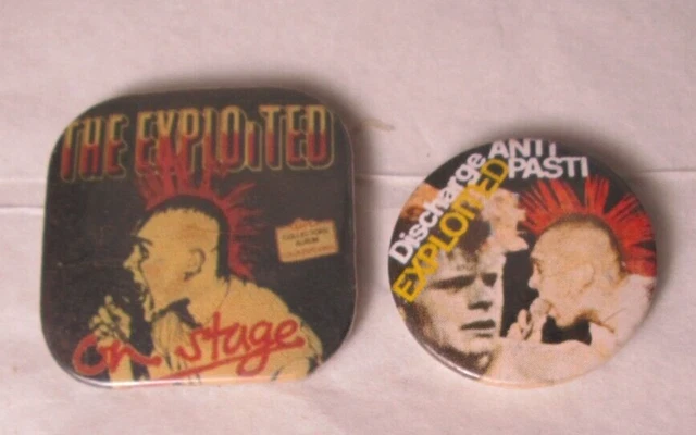 THE EXPLOITED DISCHARGE 2 X Early 1980s Pin Button Badge Punk New Wave ...