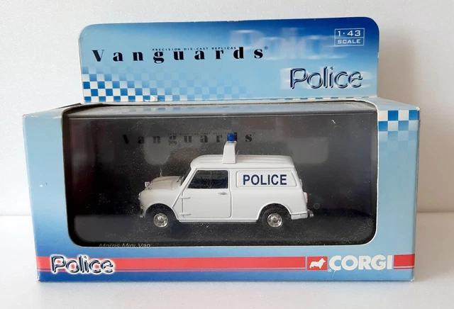 MINI VAN MORRIS AUSTIN POLICE BLANC miniature CORGI VANGUARDS 1/43 EUR ...