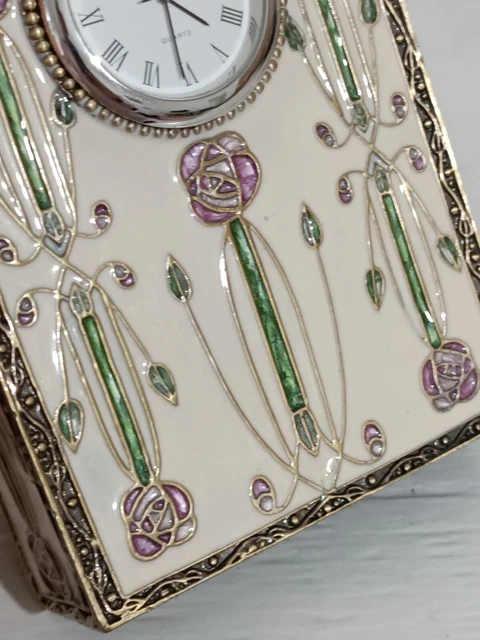 THE LEONARDO COLLECTION Macintosh Style Clock Art Nouveau Roses Lacquer ...