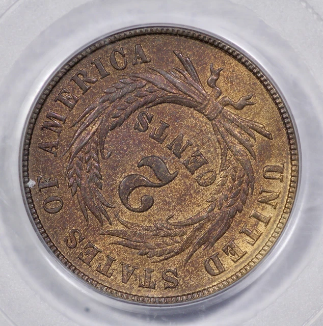 1864 2C TWO Cent Piece Error PCGS MS 65 RB 120 Degree CCW Rotated ...