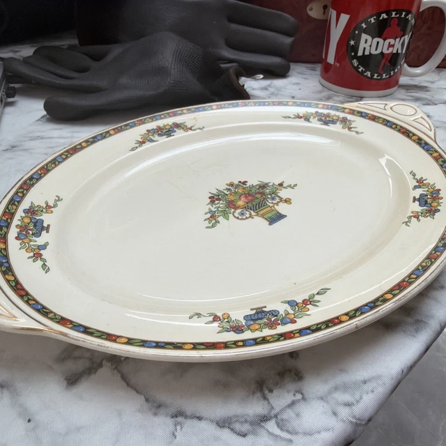 ATTRACTIVE VINTAGE LARGE Oval Johnson Bros Pareek Fruit Patterned China ...