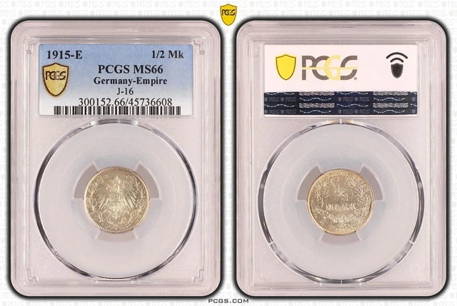 1/2 MARK. J. 16 1915 E sin Circulación PCGS Certificado PCGS MS66 96836 EUR 80,45 - PicClick FR