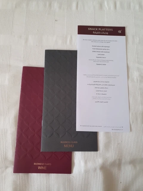 QATAR AIRWAYS 2 Business Class Menus (DOH-SIN) 2019 £5.91 - PicClick UK