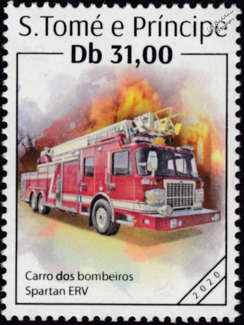 SPARTAN ERV LADDER Fire Engine Truck Firefighting Stamp #47 £1.79 ...