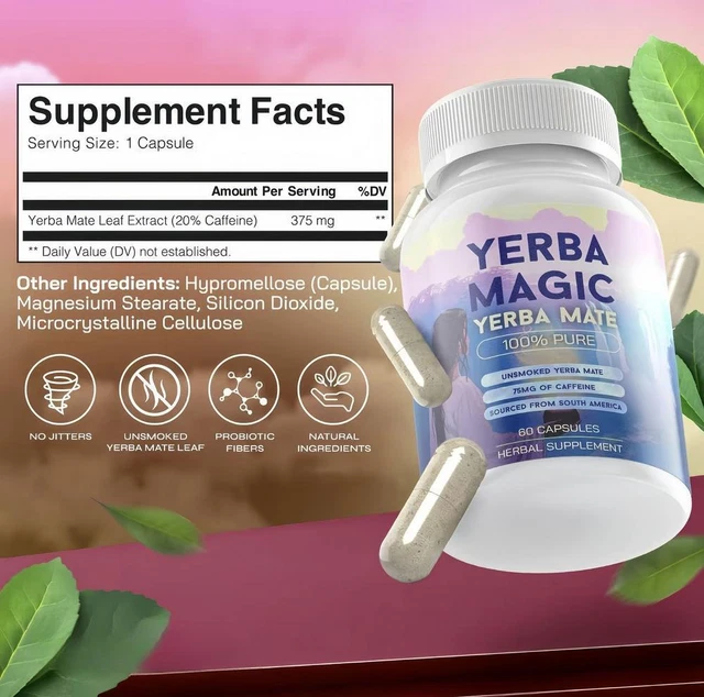 YERBA MAGIC YERBA Mate Capsules - Clean Energy, Brain Fog Buster And ...