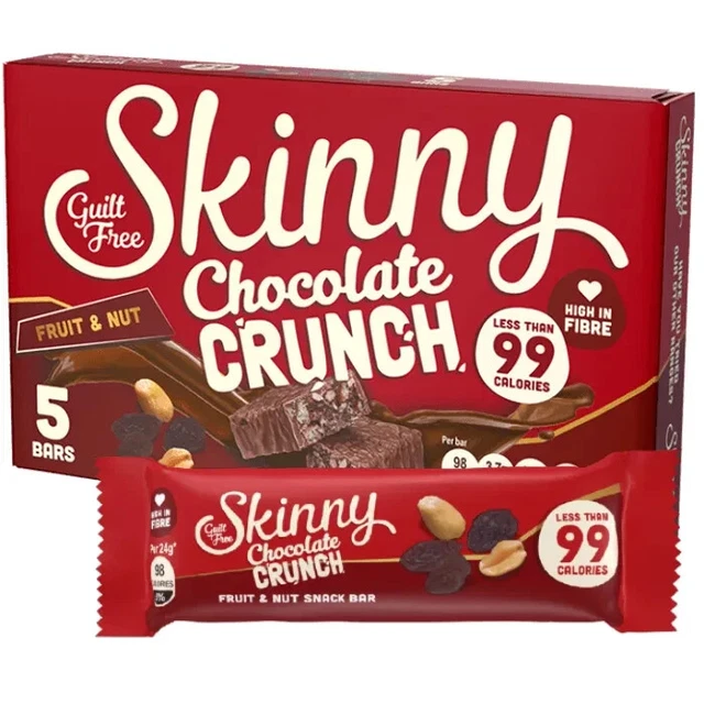 SKINNY CHOCOLATE CRUNCH Fruit & Nut High In Fibre Low Calorie Bars £5. ...