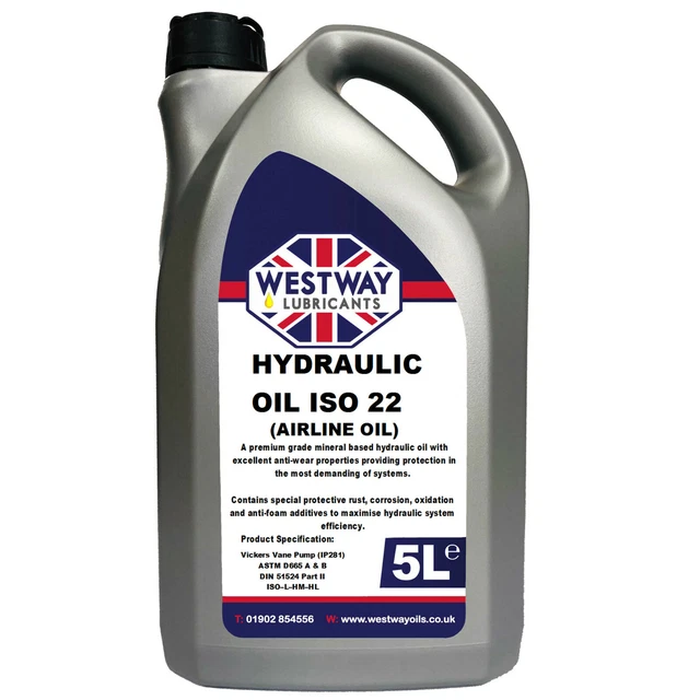SHELL TELLUS 22 Equivalent Hydraulic Oil 5L ISO 22 5 Litres £23.99 ...