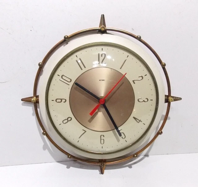 1960S RETRO VINTAGE Metamec Quartz Wall Clock Battery cream Bakelite ...